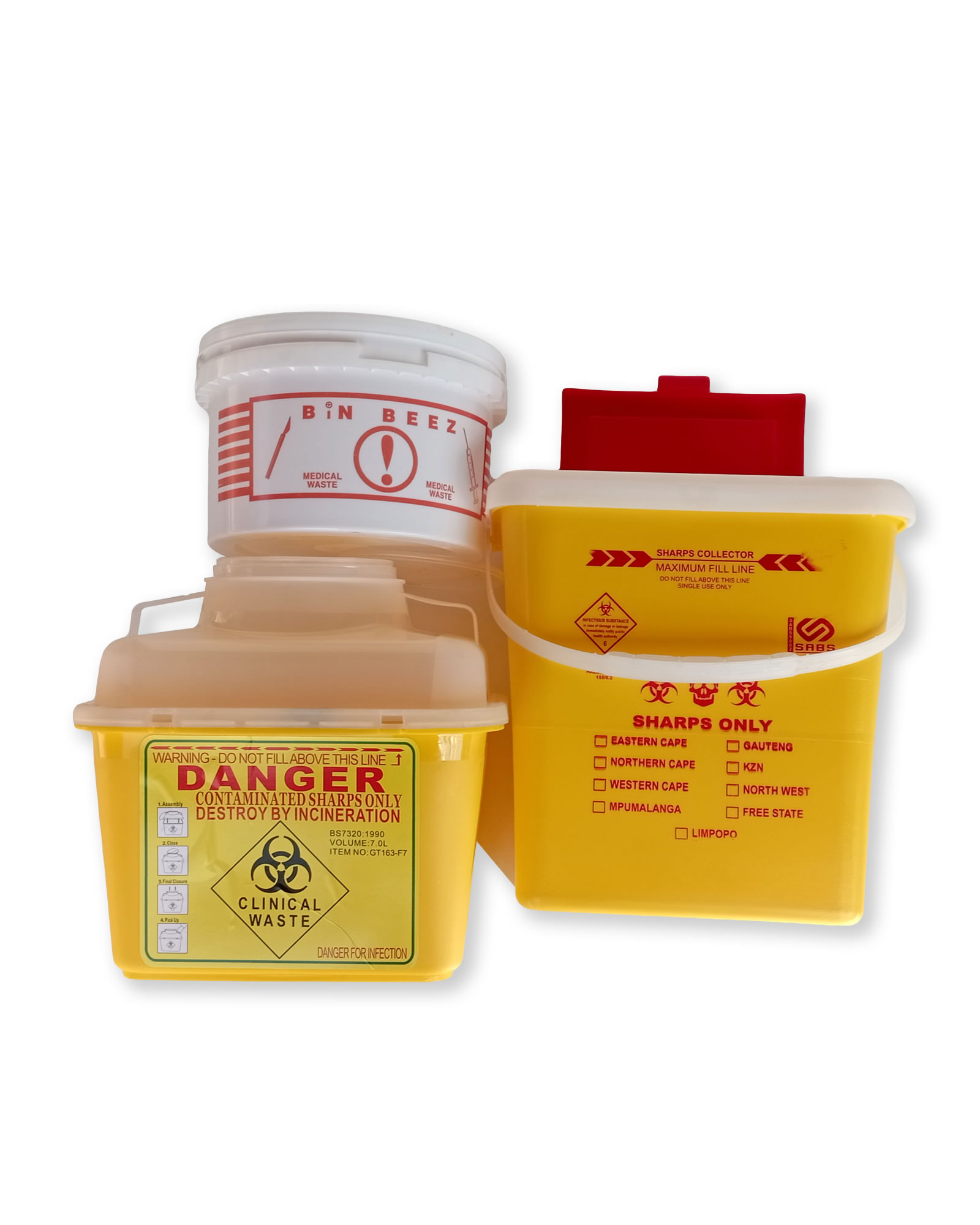 Bin Medical Waste Rectangle 7L Yellow Base & Lid - BJ Tradelink cc